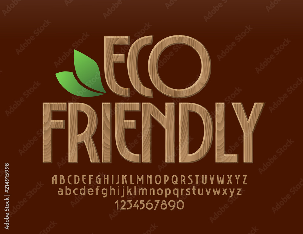 Vector Natural Wood Eco Friendly Font. Bio Tree Pattern Alphabet ...