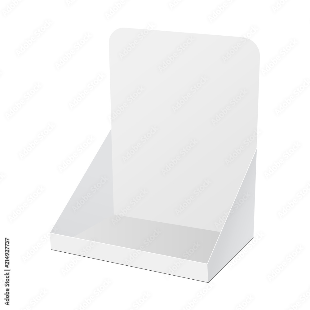 Cardboard POS display mock up - side view. Vector illustration Stock ...