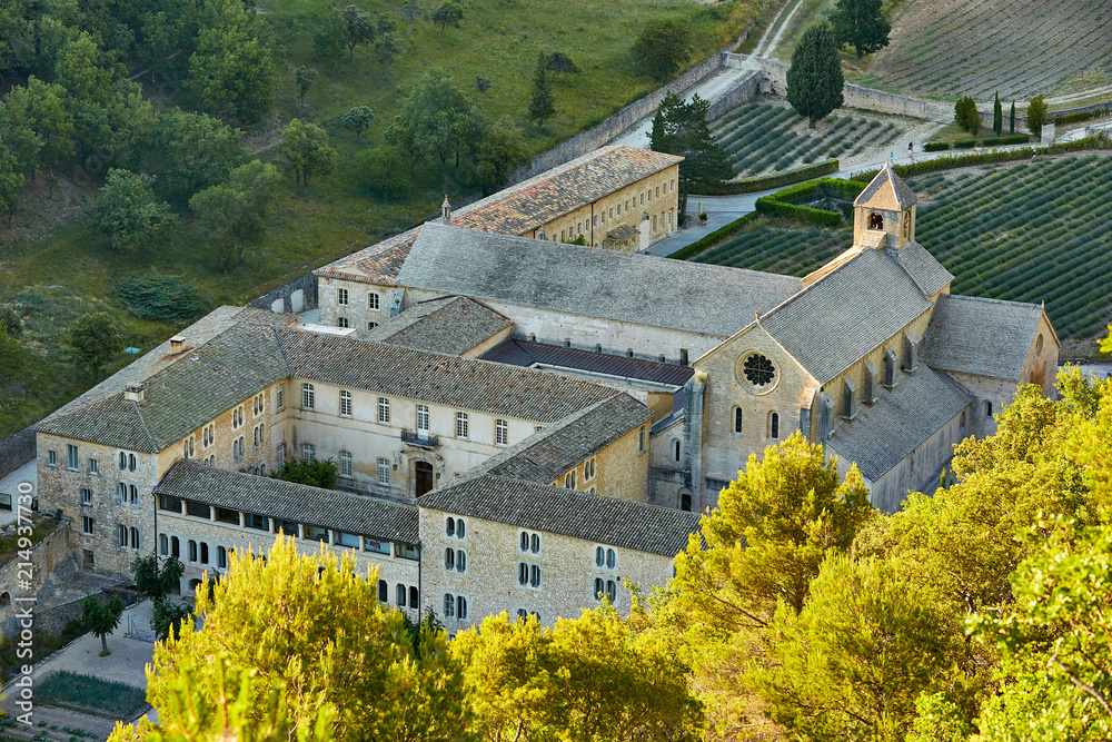 Senanque Abbey or Abbaye Notre-Dame de Senanque with lavender fields ...