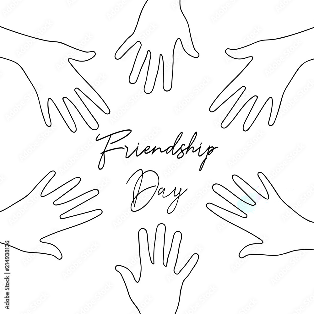 Friendship Day friend group hands together card Stock Vector | Adobe Stock