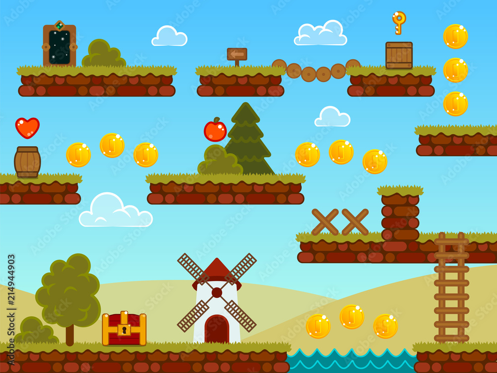 Platformer Game Assets. Contains ground tiles and many items, objects ...