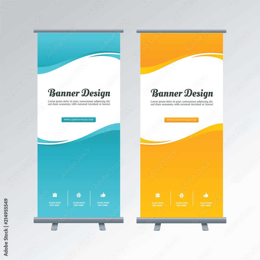 Stand. Mockup. Roll up banner design. X banner. Abstract poster ...