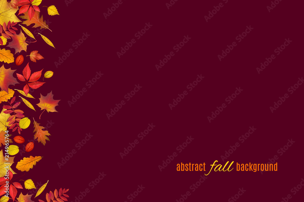 Autumn leaves isolated on brown background. Abstract fall background ...