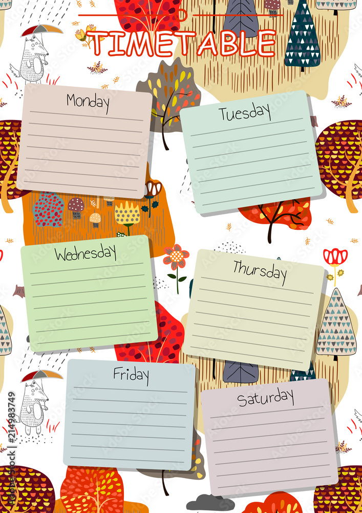 School timetable background for students or pupils. Stock Vector ...