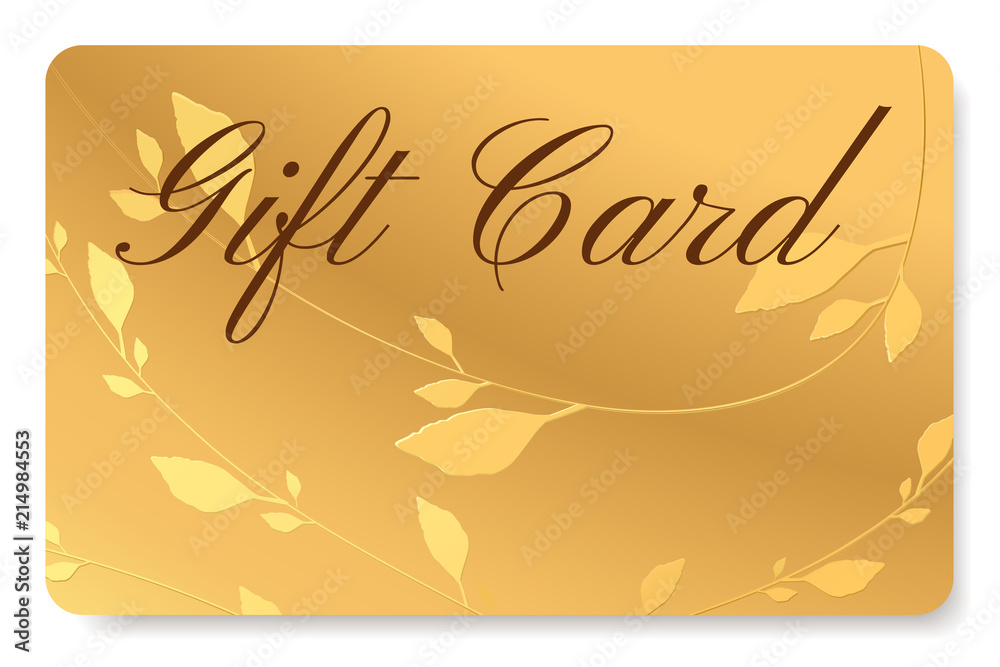 Gift card (Gift card discount), Gift coupon with gold pattern. Golden ...