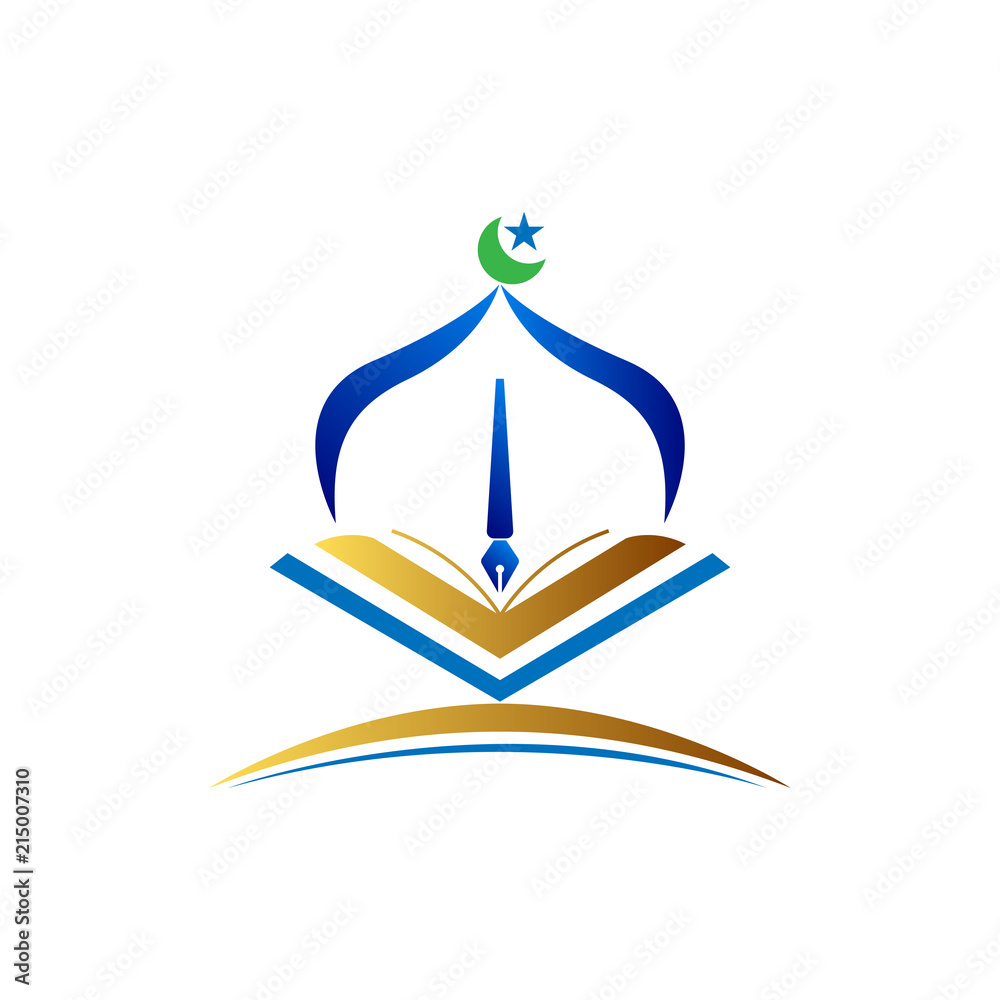 islamic logo with book and mosque dome Stock Vector | Adobe Stock