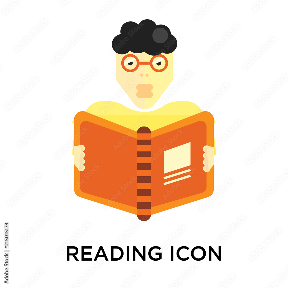 Reading icon vector sign and symbol isolated on white background ...