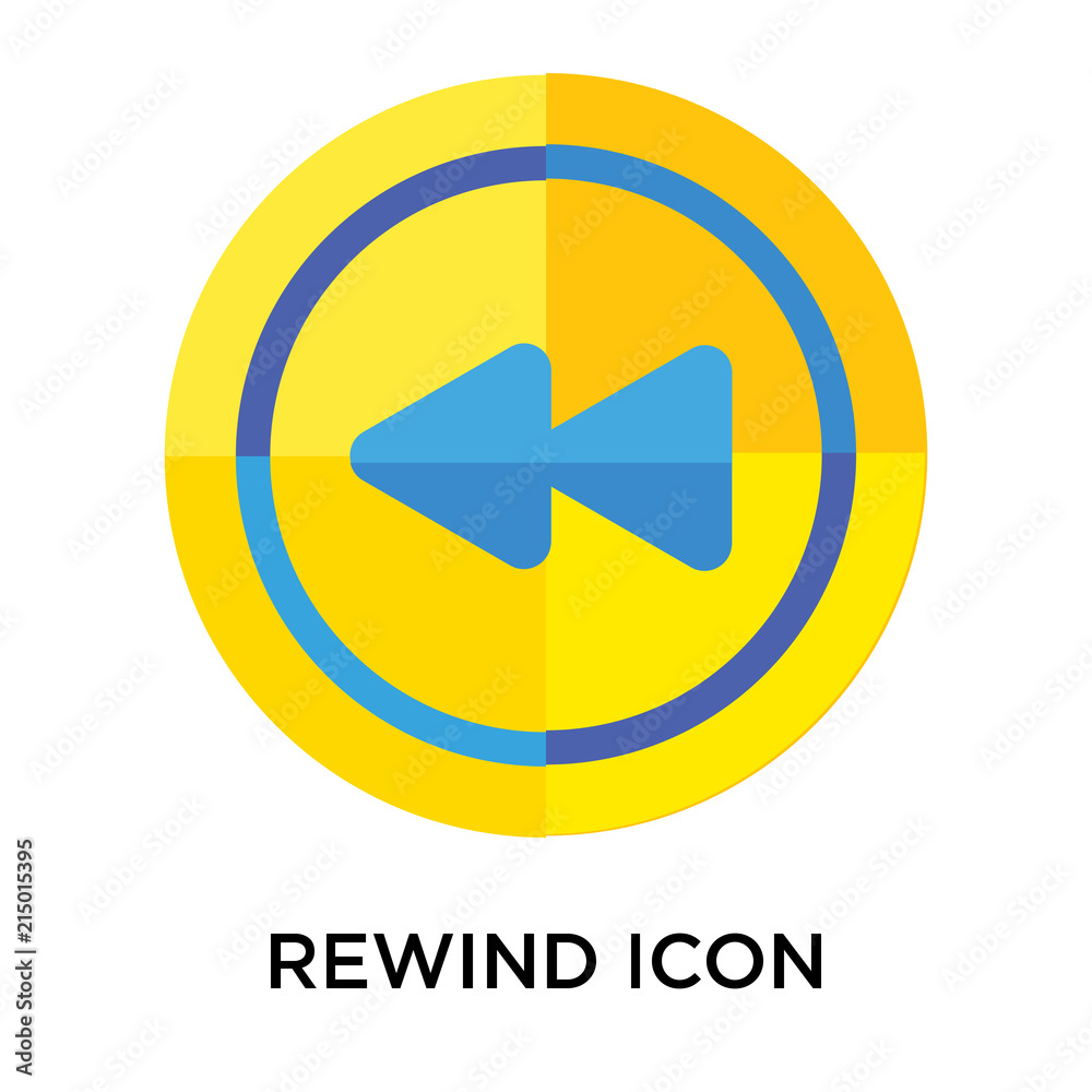 Rewind icon vector sign and symbol isolated on white background, Rewind ...