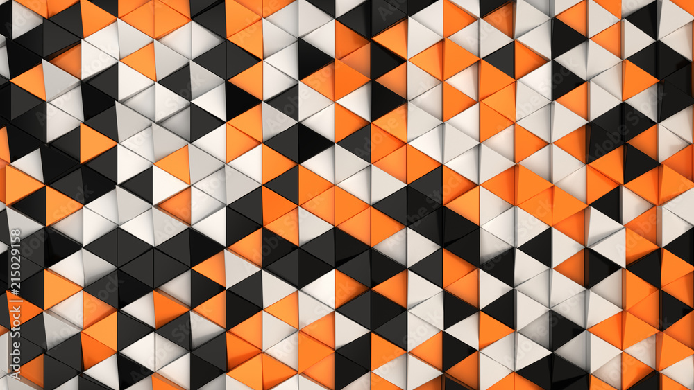 Pattern of black, white and orange triangle prisms Stock Illustration ...