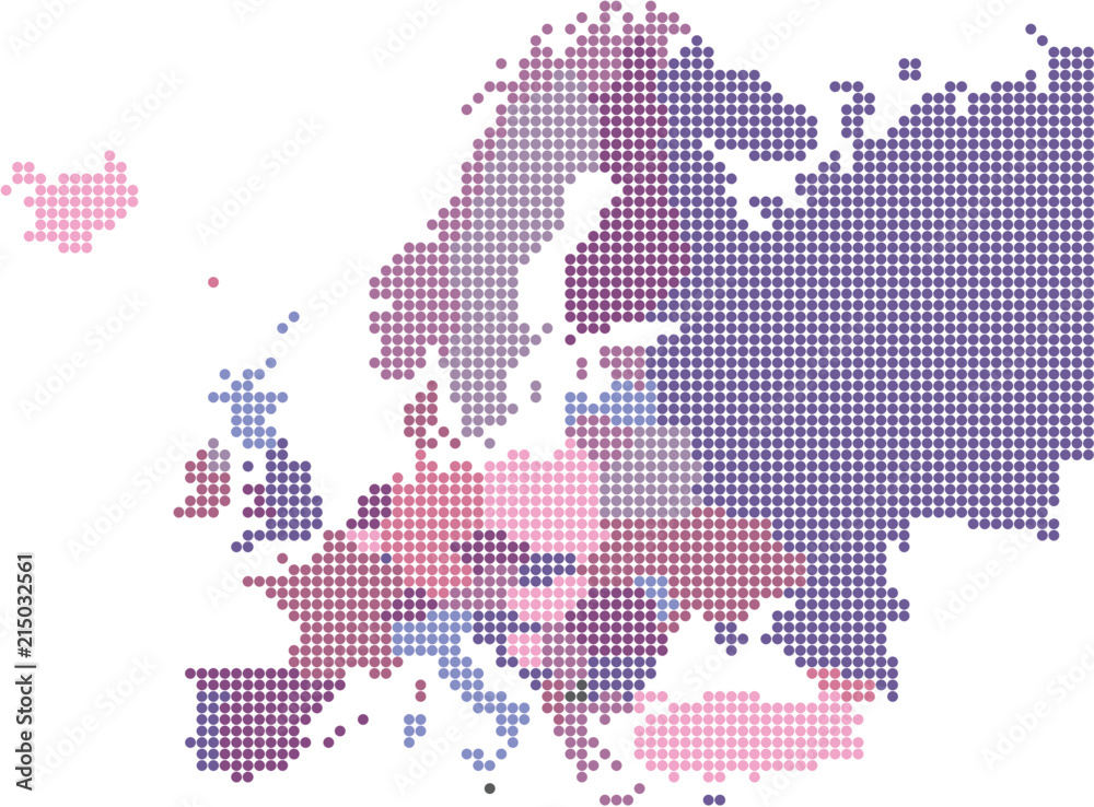 Geometry circle form of Europe map on white background. Vector ...