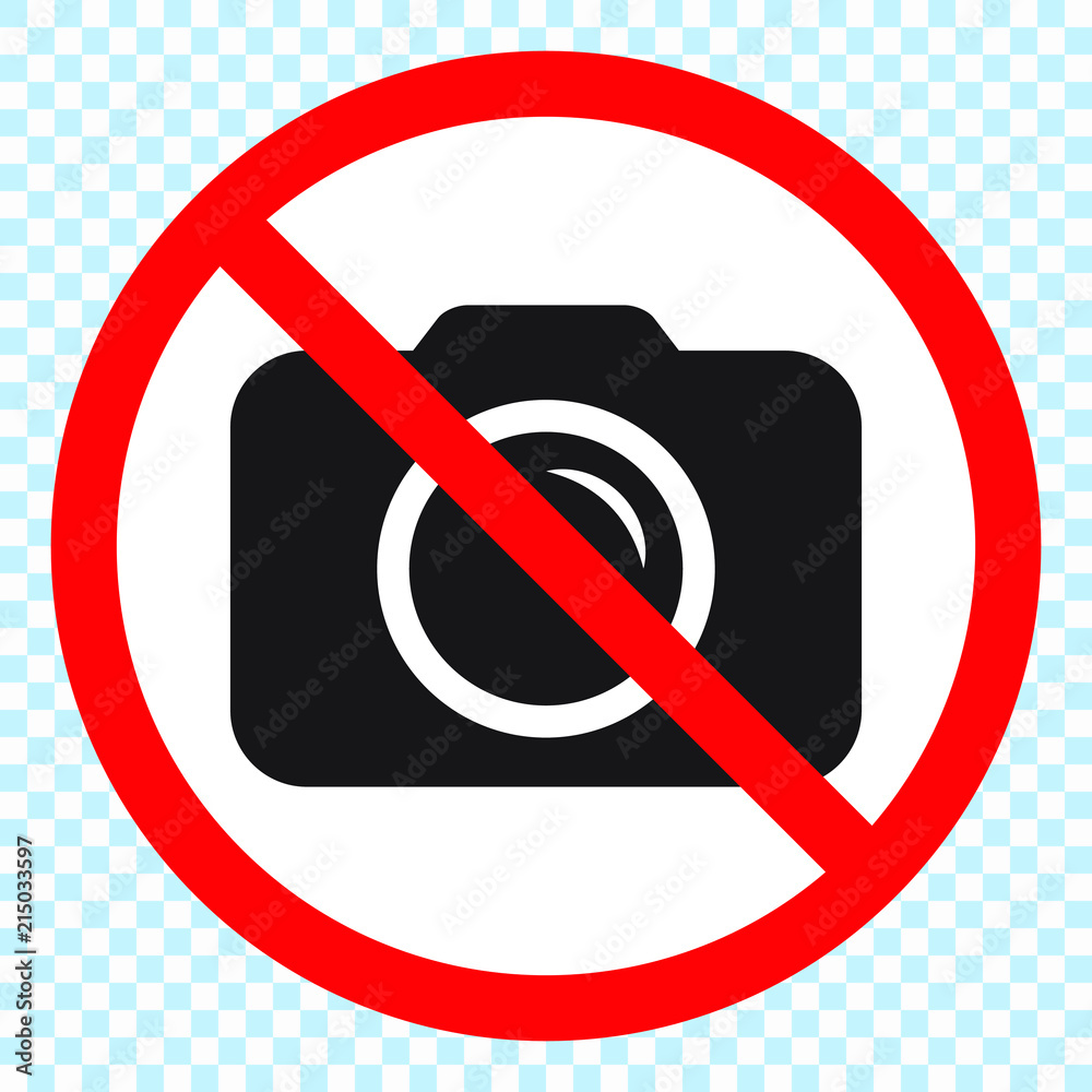 No cameras allowed sign. Red prohibition no camera sign. No taking ...