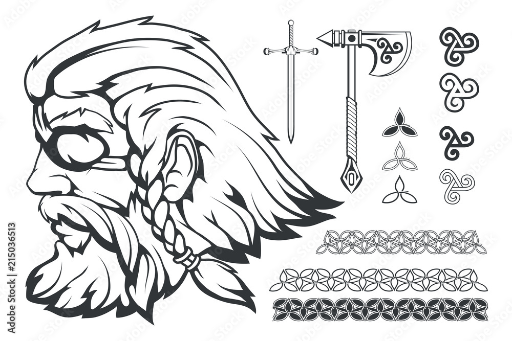 Scandinavian supreme god of Norse mythology - Odin. Hand drawing of ...