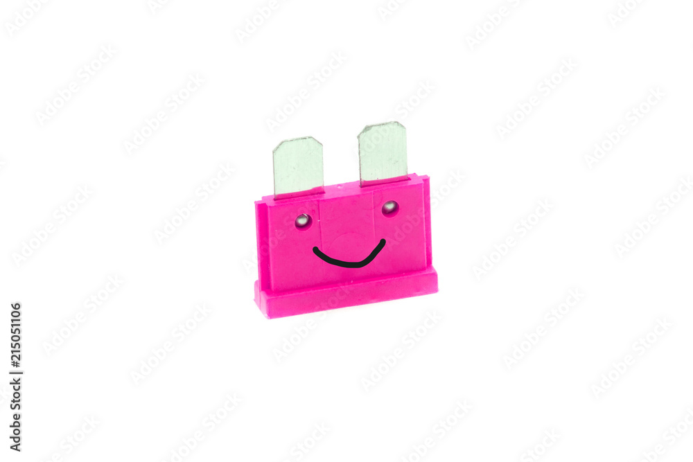 Smiling car fuse, pink color. To repair the electrical circuit in the ...