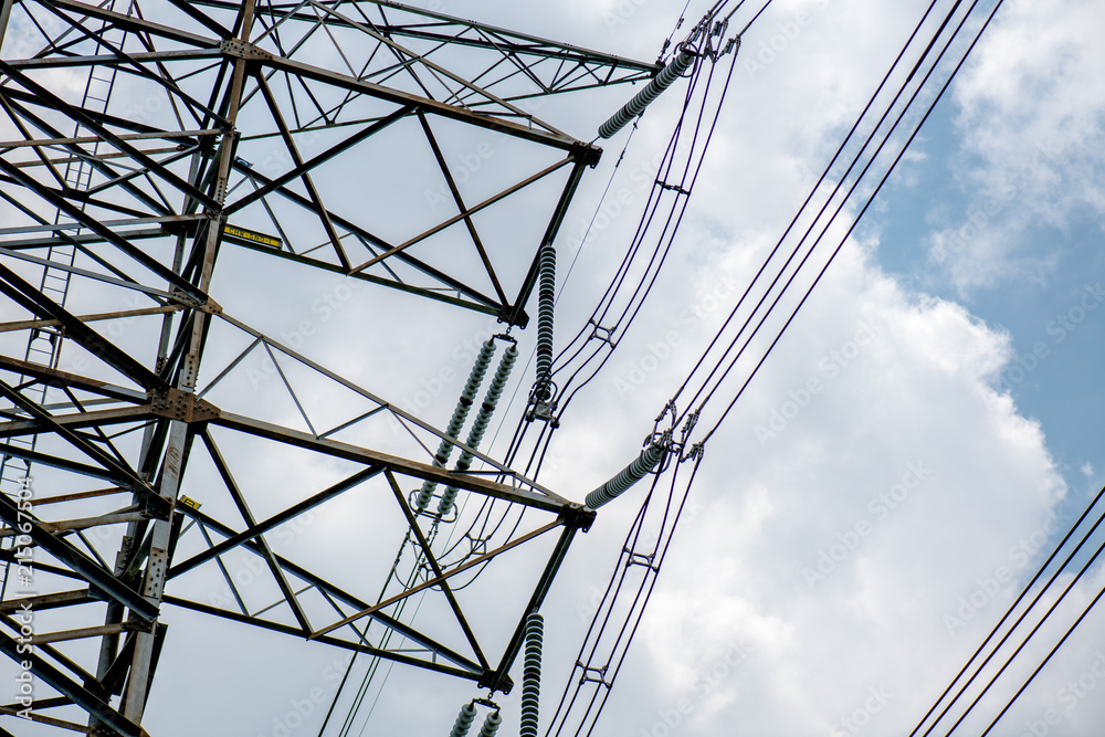 Big switches of a high voltage power line with steel pole and ...