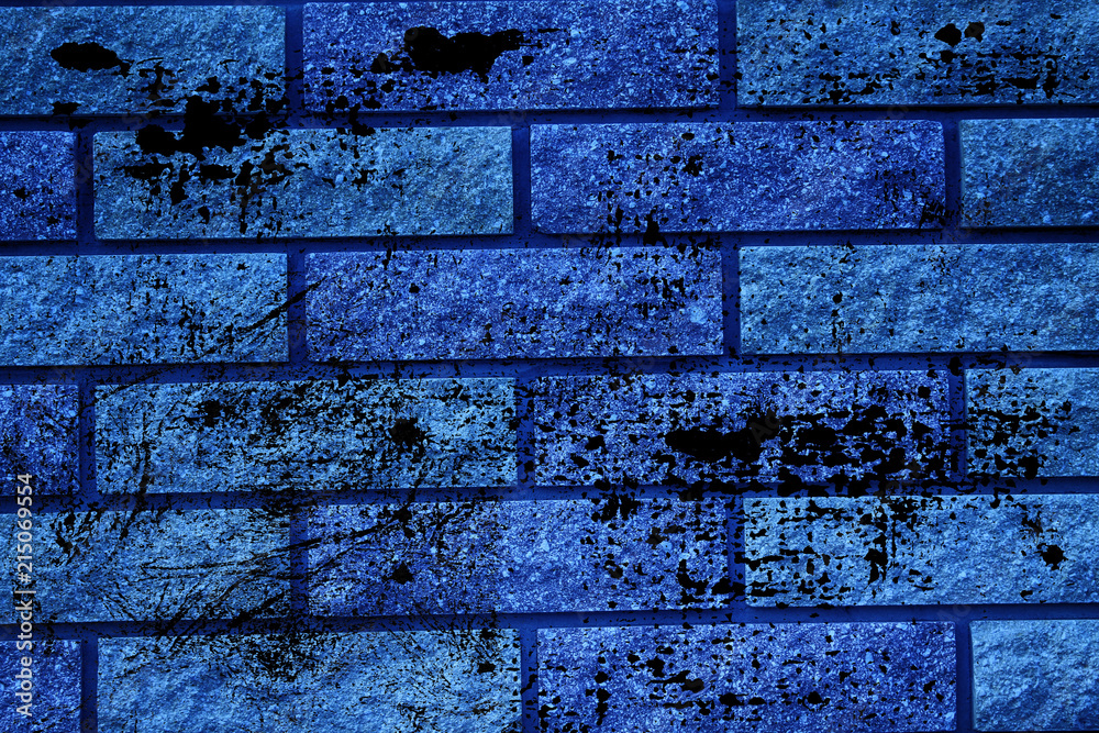 Grunge Ultra blue Brick texture of old vintage building, design concept ...