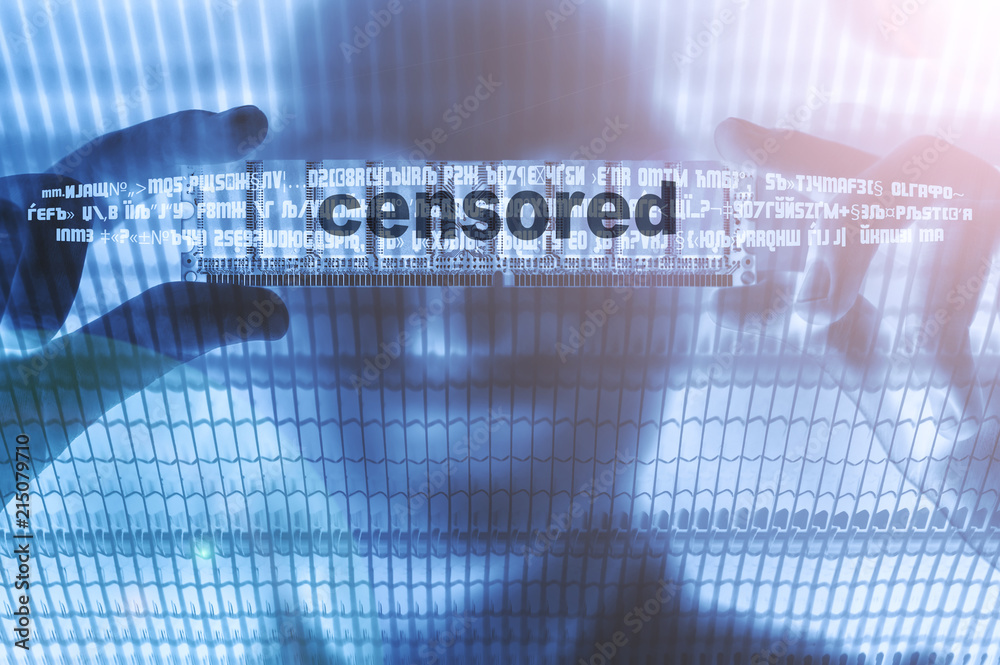 Anonymous person in digital space. Woman with not seen look and text ...