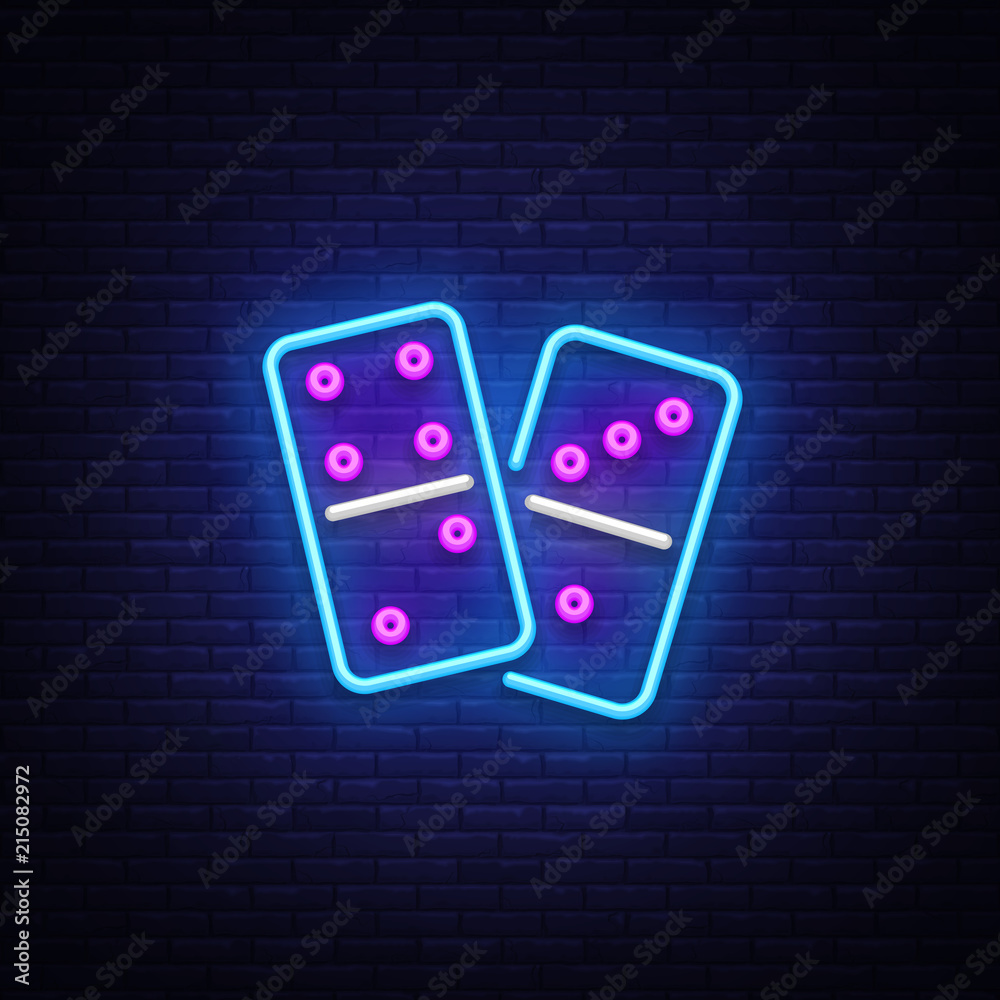 Domino Neon Logo Vector. Domino neon sign, design template, modern ...