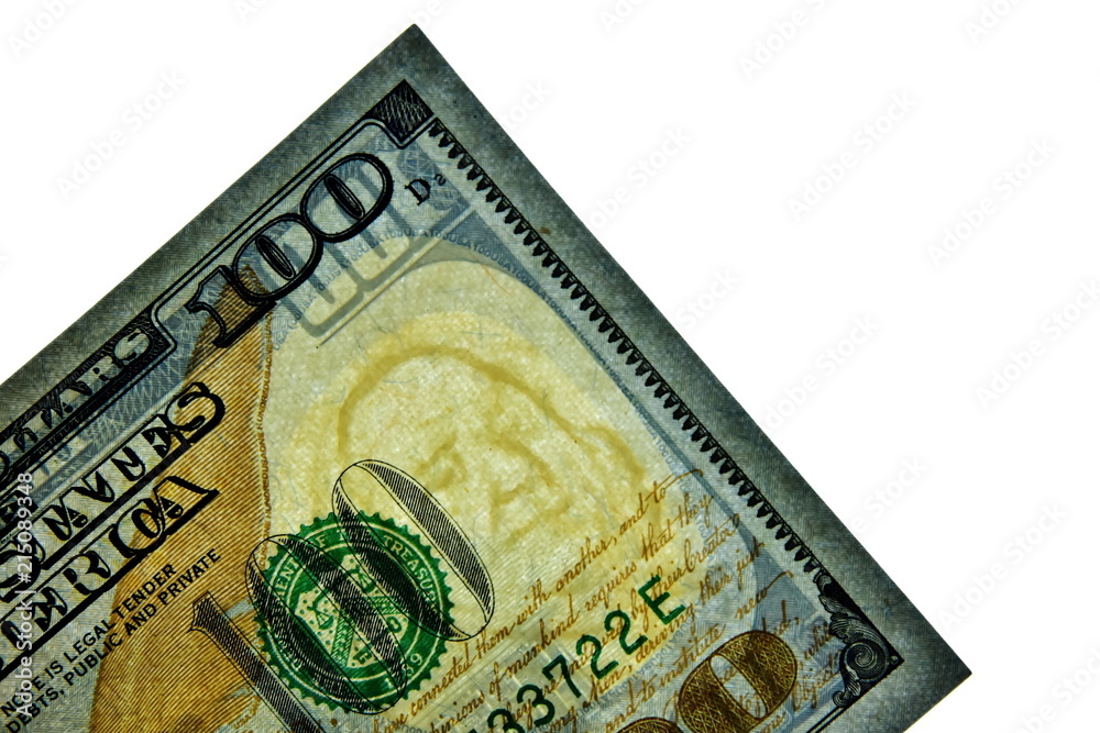looking at the light 100 dollar bill, where the watermarks. The concept ...