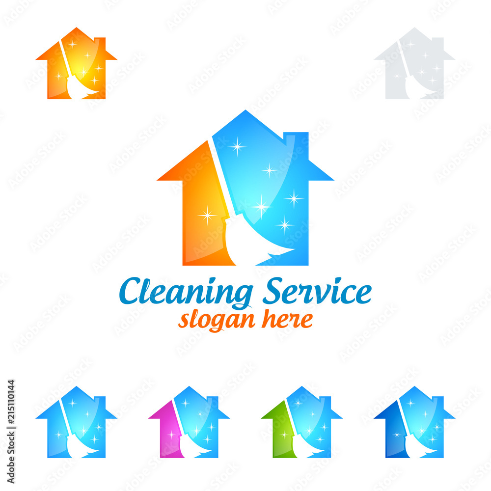 Cleaning Service vector Logo design, Eco Friendly Concept for Interior ...