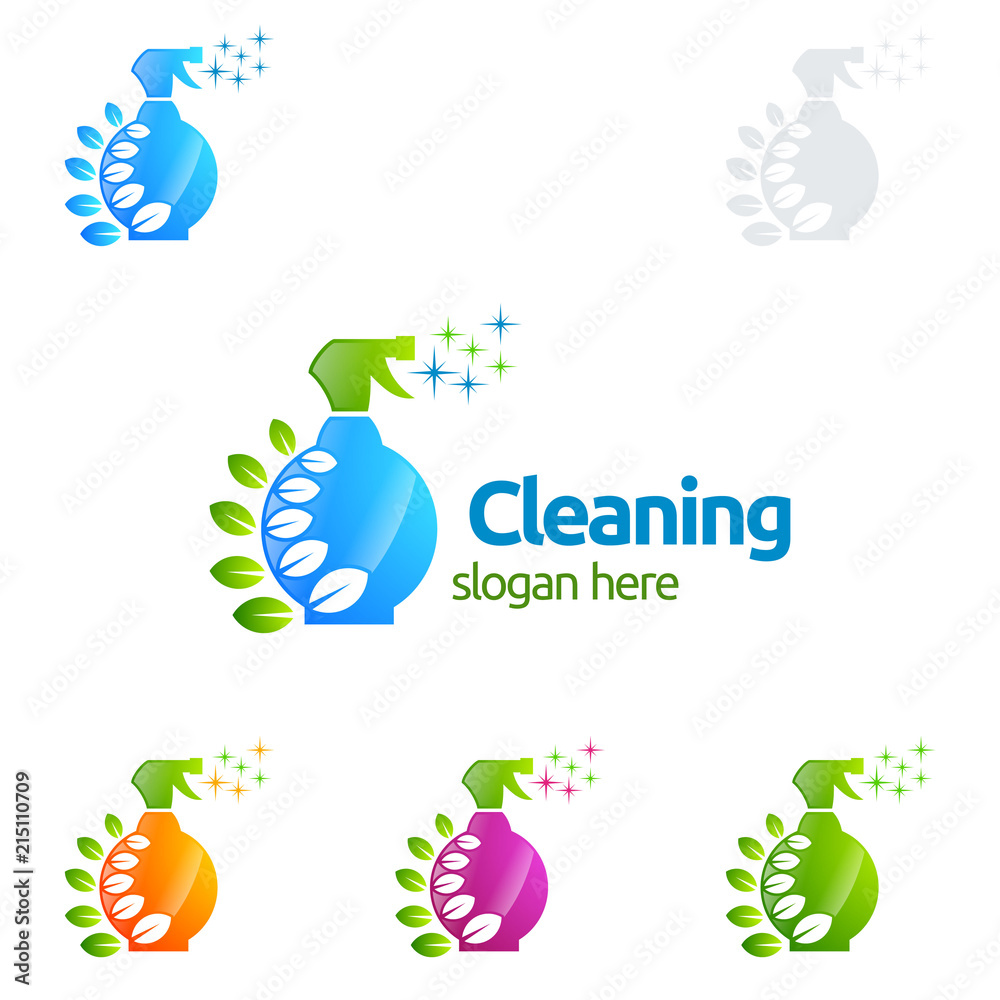 Cleaning Service vector Logo design, Eco Friendly Concept for Interior ...