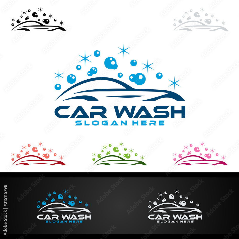 Car Wash Logo, Cleaning Car, Washing and Service Vector Logo Design ...
