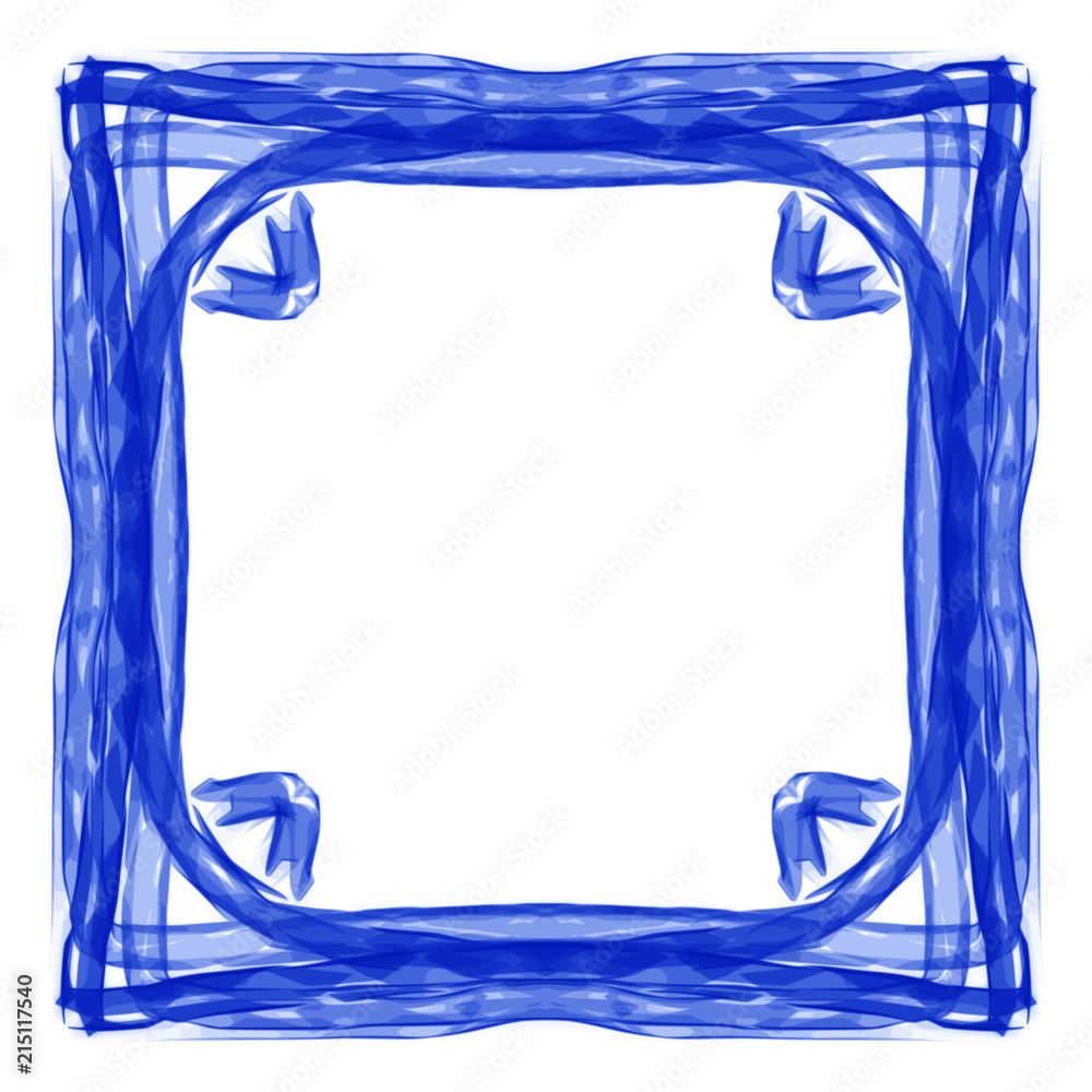 cobalt blue watercolor art deco frame border mirror pattern, vector ...