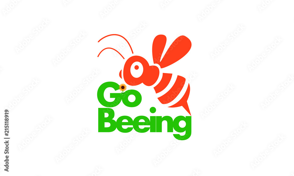 Go Bee-ing Simple Logo Design Stock Vector | Adobe Stock