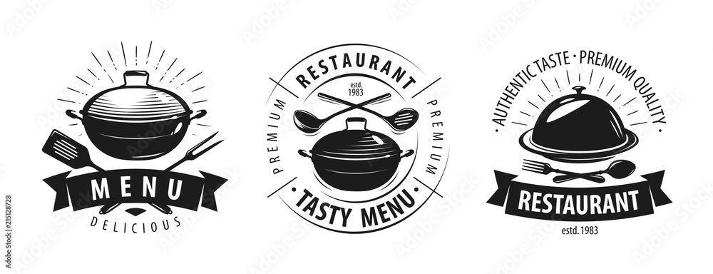Restaurant, cafe logo or label. Emblems for menu design. Vector ...