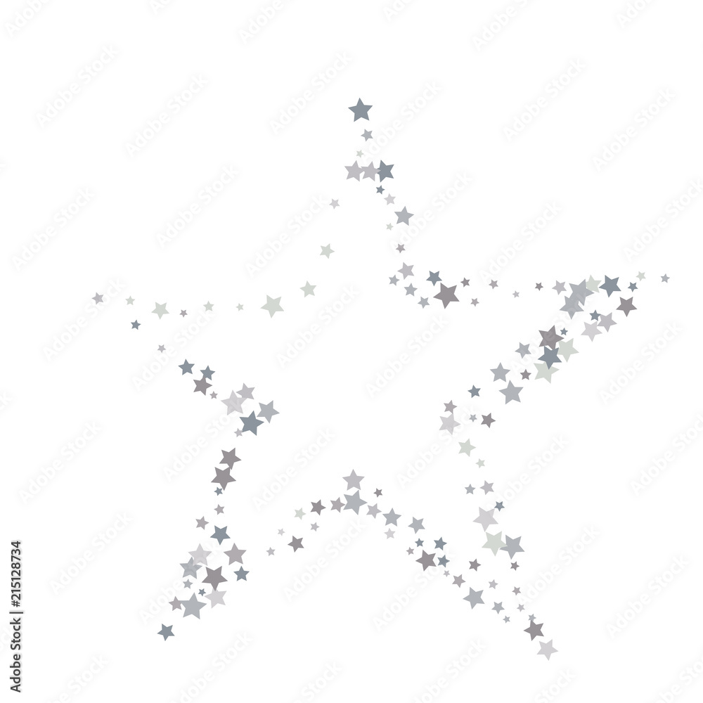 Silver Shimmering Stars on White Background with Free Space. White Sky ...