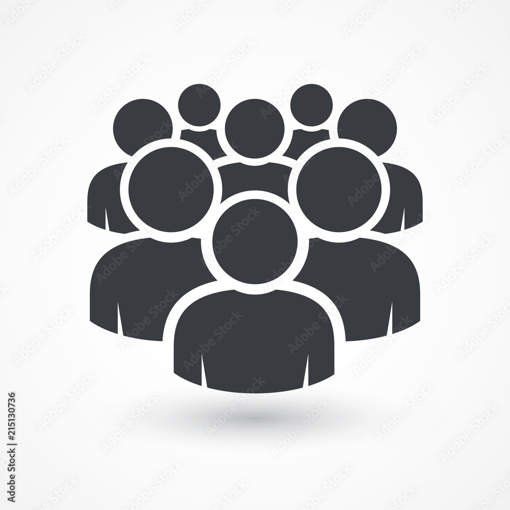 Illustration of crowd of people icon silhouettes. Social icon. Flat ...