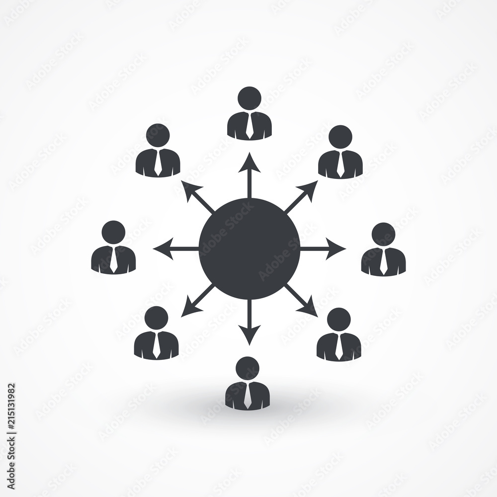 Viral marketing icon. Viral information spreading chain concept. Flat ...