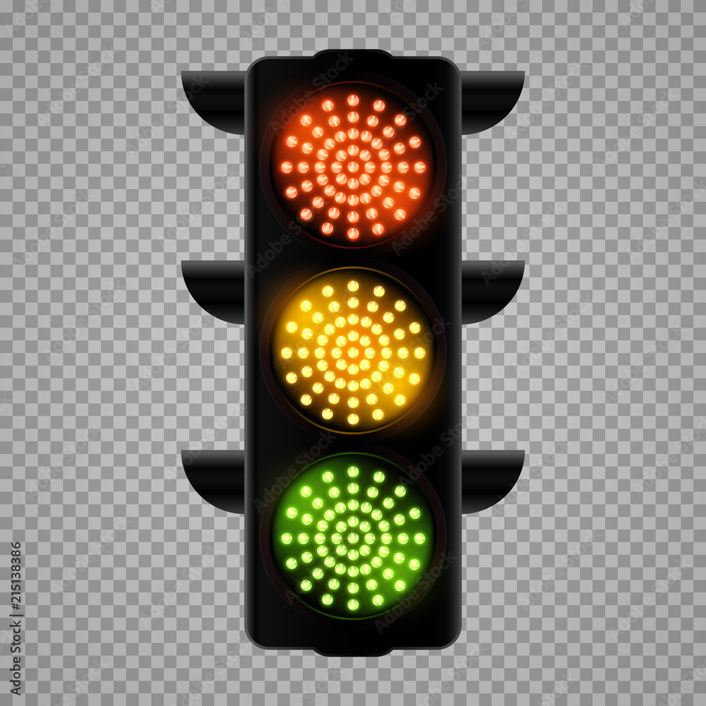 Realistic 3d led traffic lights isolated on transparent background ...