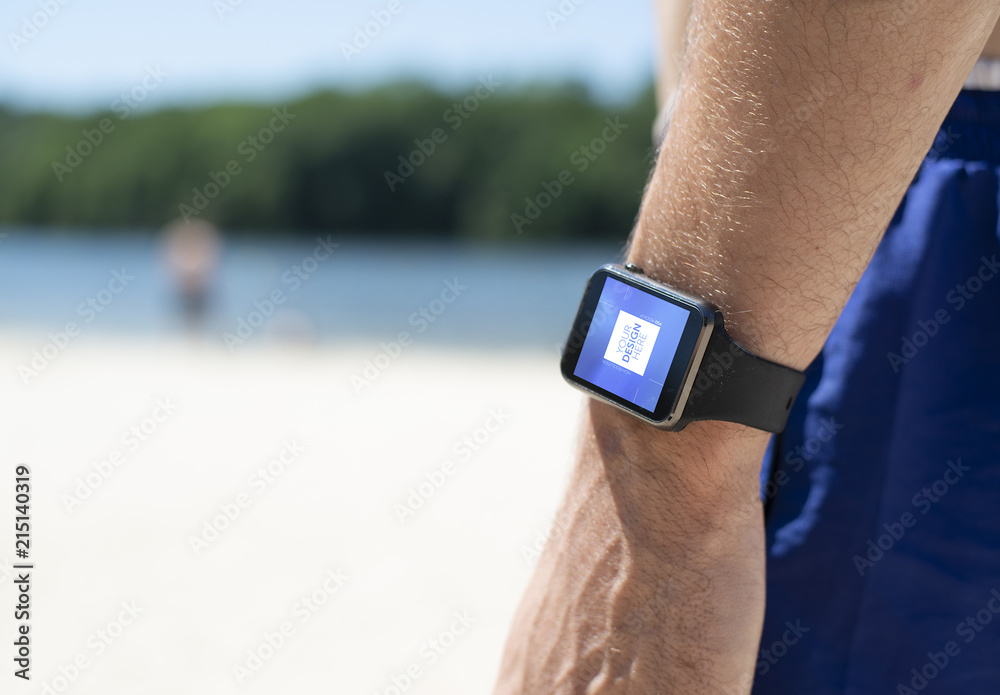 Smartwatch on Arm Mockup Stock Template | Adobe Stock