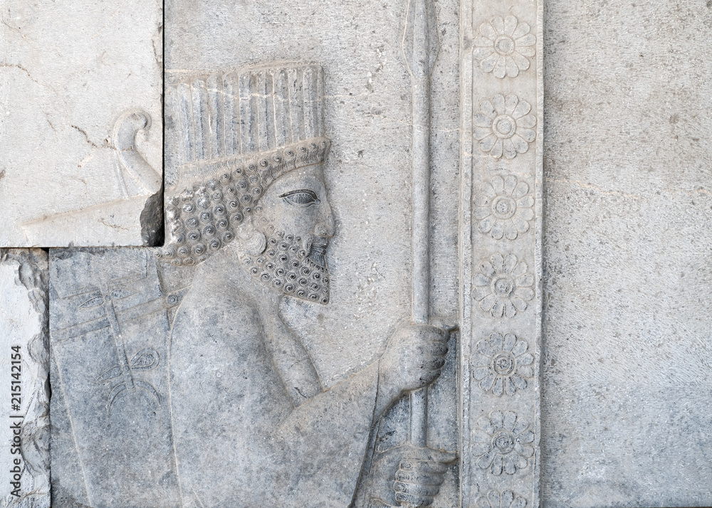 Bas-relief of a Persian guard, Persepolis (Ancient capital of Persia ...