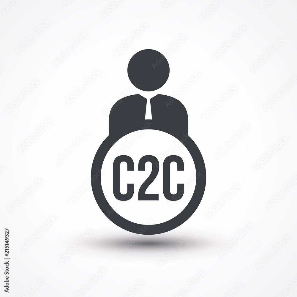 Human flat icon with word C2C client to client Stock Vector | Adobe Stock