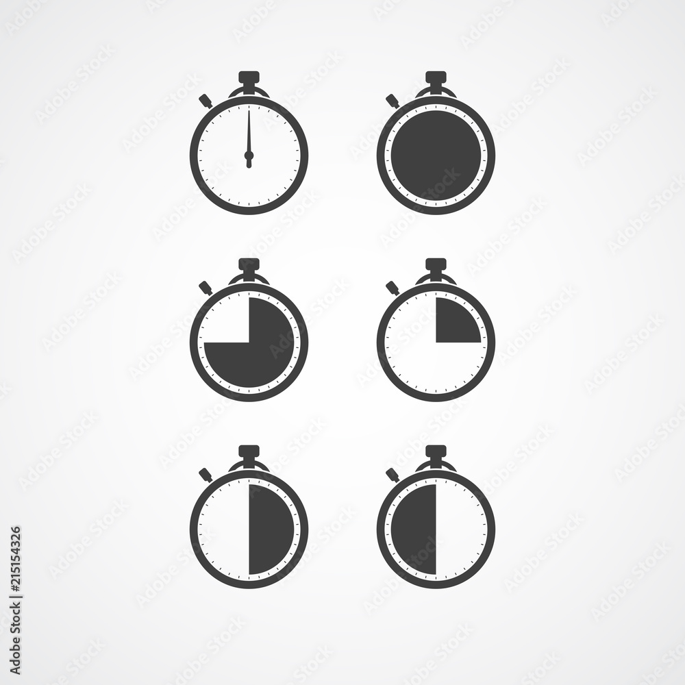 Stopwatch icon set. Timer icon. Chronometer. Timekeeper. Chronoscope ...