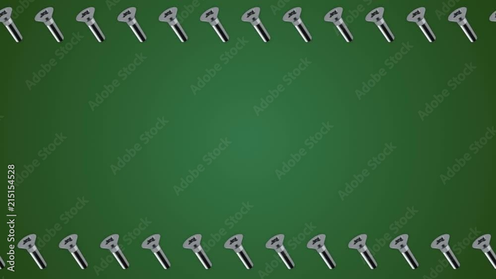 Metallic screws bolts pattern green border frame background loop Stock ...