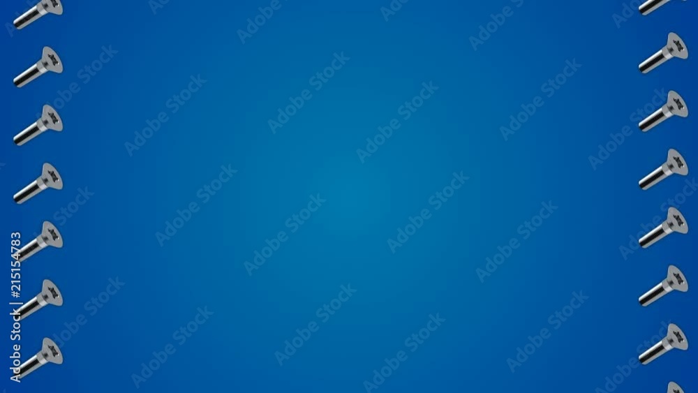 Metallic screws bolts pattern blue border frame background loop Stock ...
