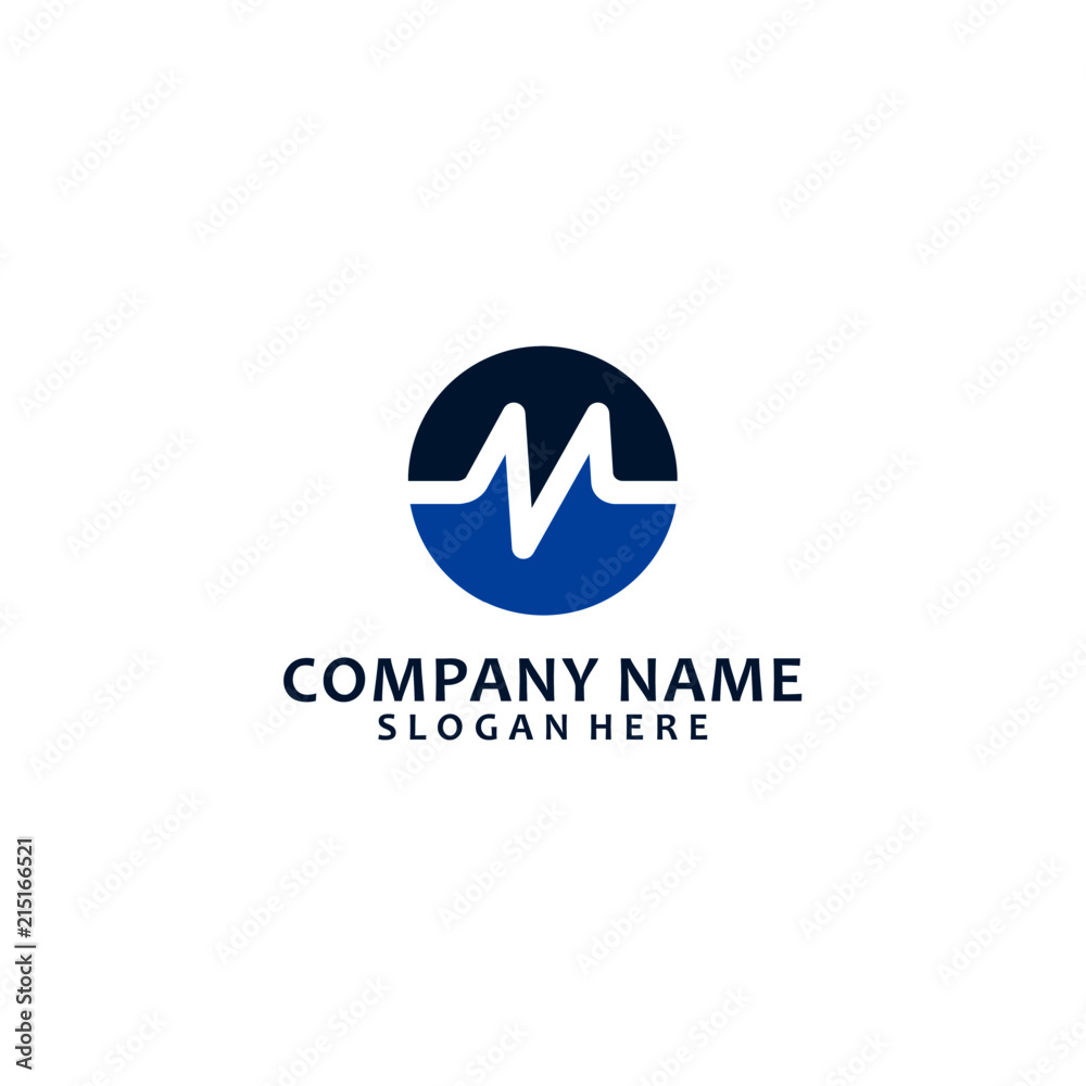 Letter M pulse logo design Stock Vector | Adobe Stock