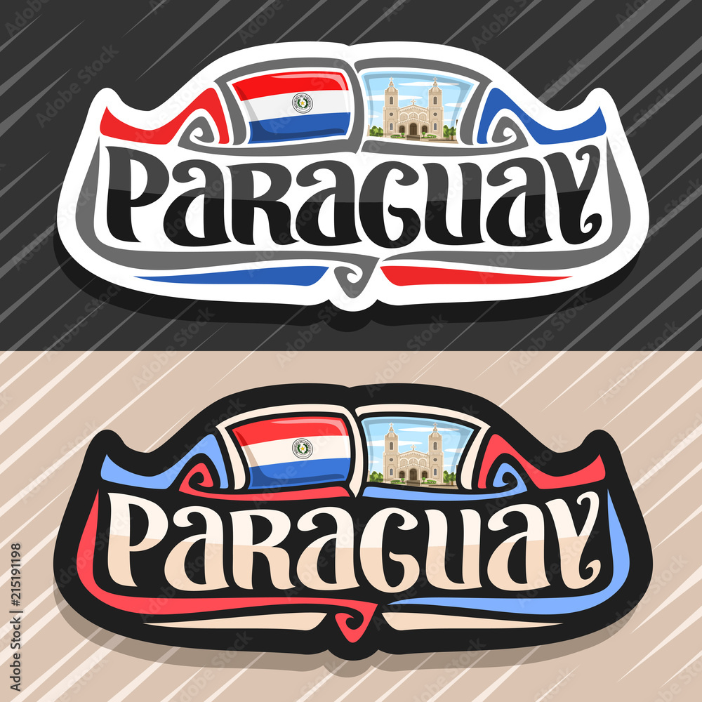 Vector logo for Paraguay country, fridge magnet with paraguayan flag ...
