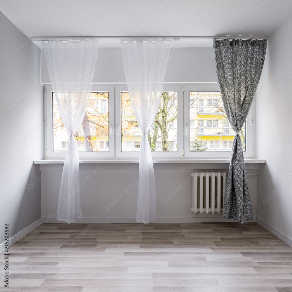 Empty room with window curtains Stock Photo | Adobe Stock
