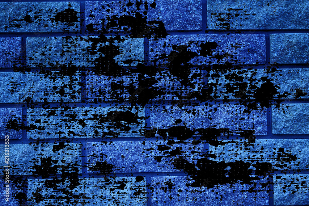 Grunge Ultra blue Brick texture of old vintage building, design concept ...