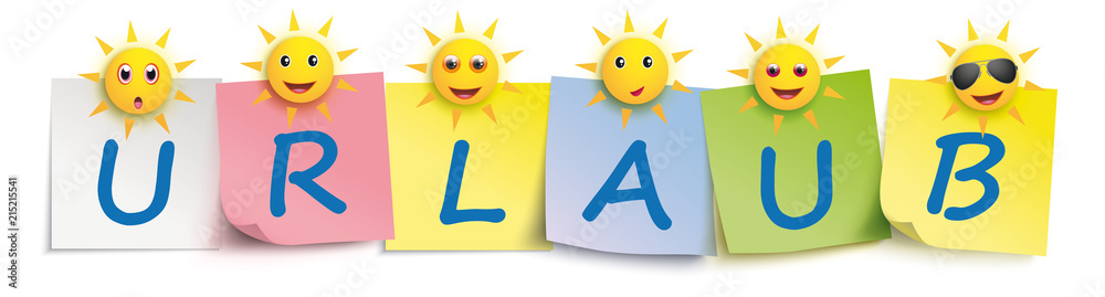 Sonnen Smileys Klebezettel Urlaub Stock Vector | Adobe Stock