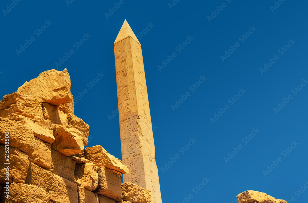 Ancient Obelisk with hieroglyphs at Karnak Temple, Egypt, Luxor Stock Photo | Adobe Stock