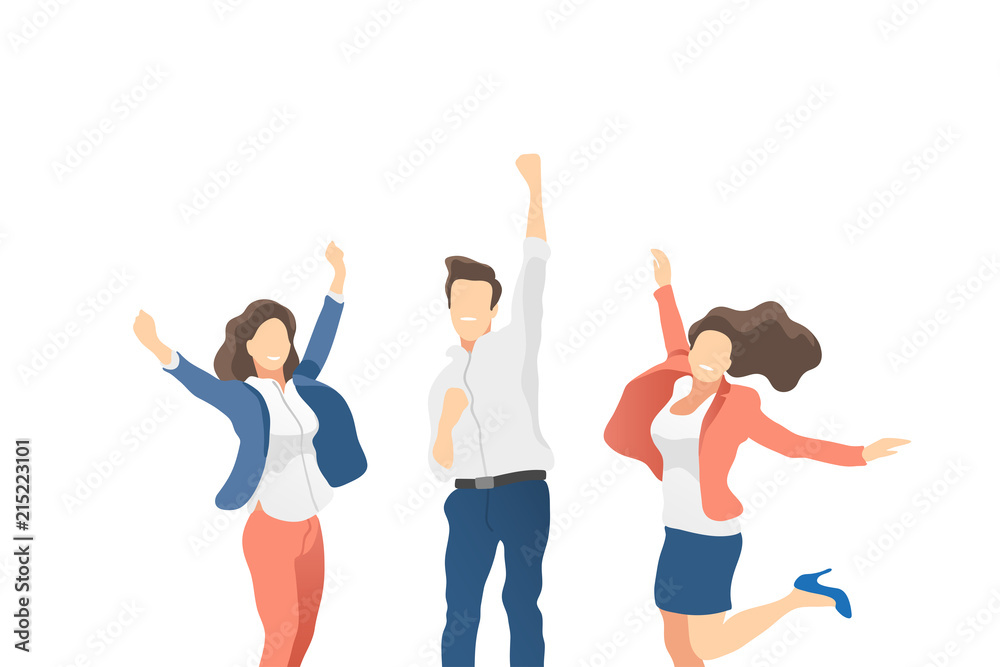 Happy people celebrating on a white background. Vector illustration ...