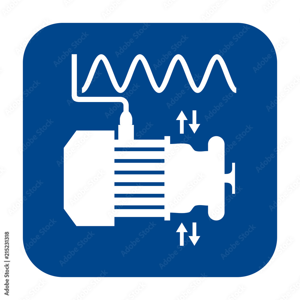 Vector monochrome flat design icon of vibration analysis. Blue isolated ...