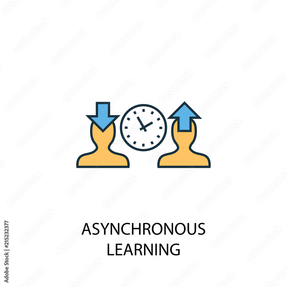 Asynchronous Learning concept 2 colored line icon. Simple yellow and ... Asynchronous Learning concept 2 colored line icon. Simple yellow and ...