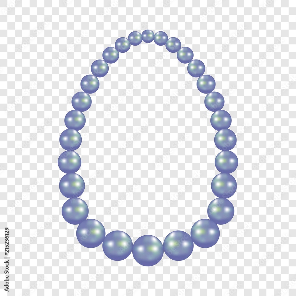 Blue pearl necklace mockup. Realistic illustration of blue pearl ...