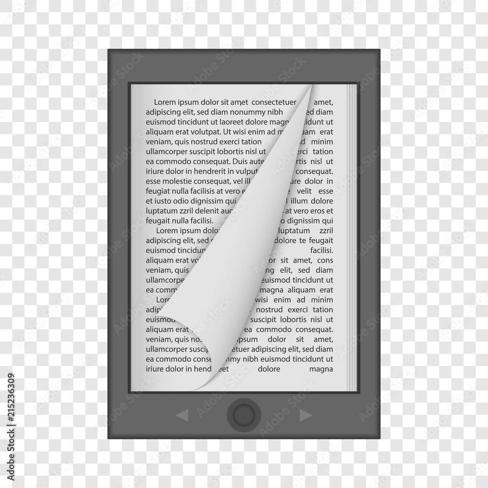 Ereader mockup. Realistic illustration of ereader vector mockup for on ...