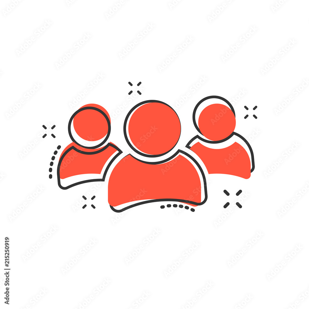 Vector cartoon group of people icon in comic style. Persons sign ...